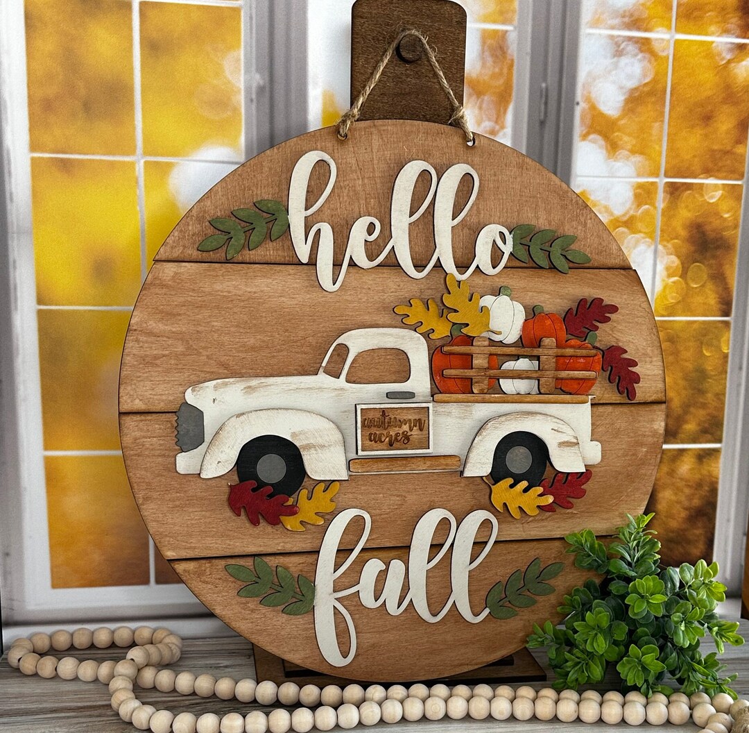 Hello Fall Wall Decor Hand Painted Home Decor - Etsy