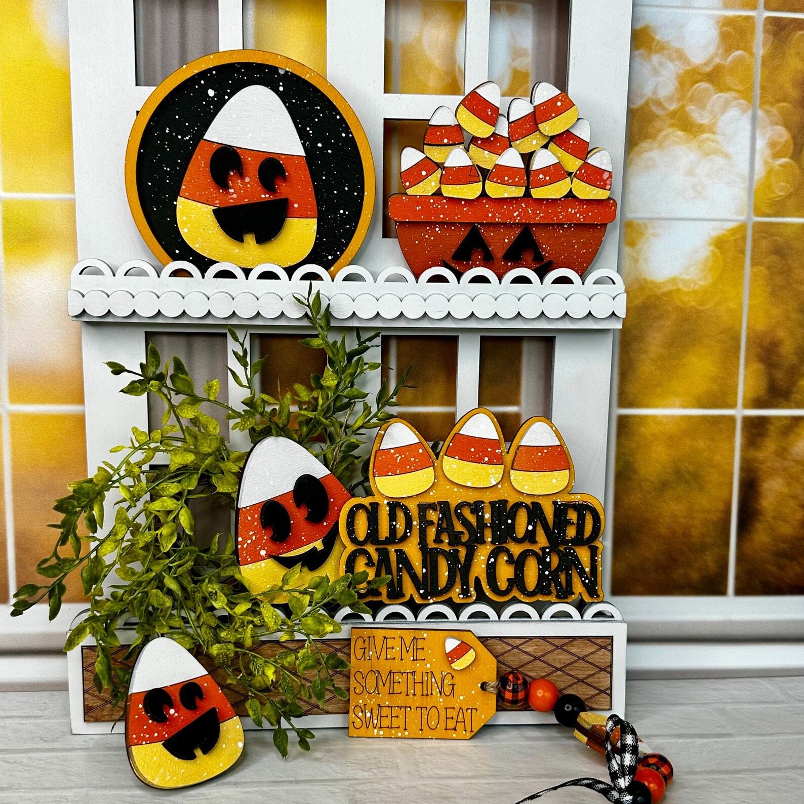 Halloween Candy Corn Tiered Tray Decor Hand Painted Home Decor - Etsy