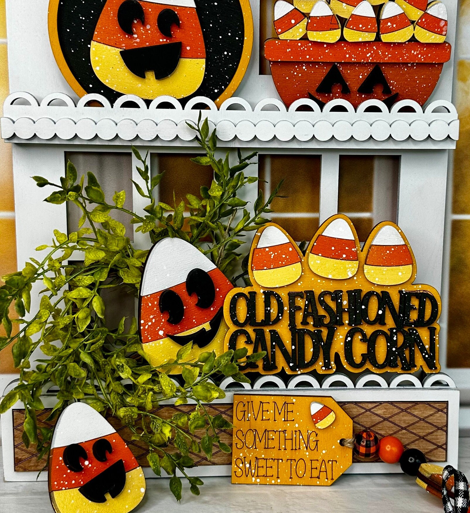 Halloween Candy Corn Tiered Tray Decor Hand Painted Home Decor - Etsy