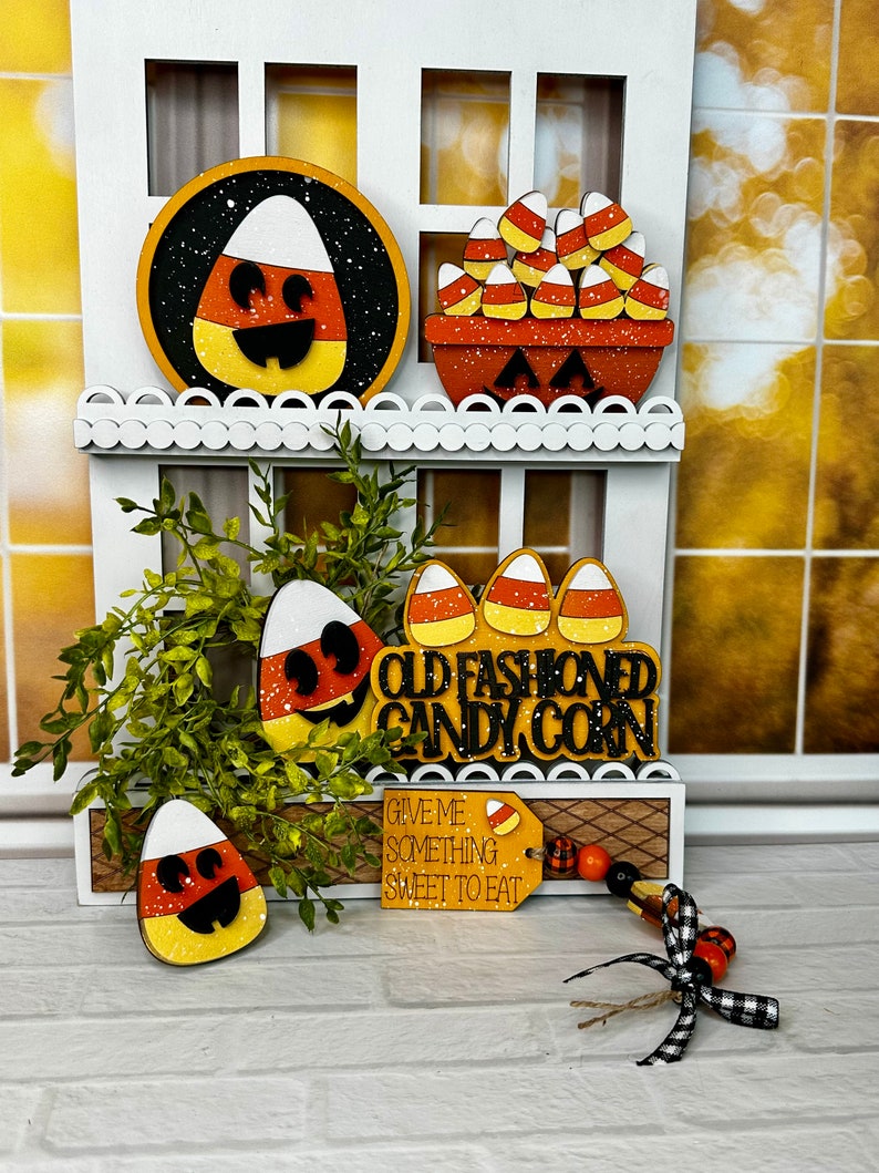 Halloween Candy Corn Tiered Tray Decor Hand Painted Home Decor - Etsy