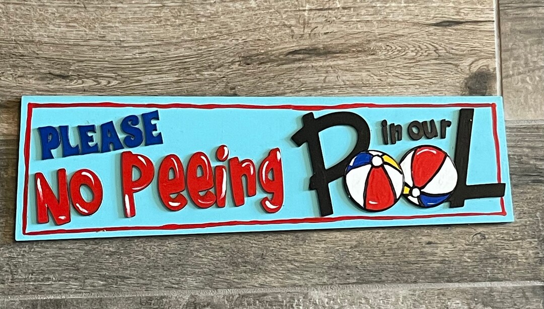 Tiki Pool Rules Sign No Peeing Backyard Signs Hand Painted Wood Decor ...