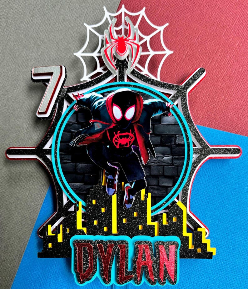 Miles Morales Light up Cake Topper, Comic Books Cake Topper, Super ...