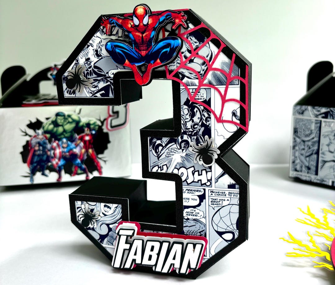 Avengers Inspired 3D Letter Number, Centerpiece, Party Decor, Spider ...
