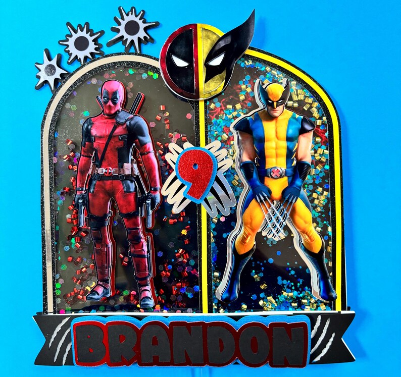 Deadpool and Wolverine Cake Topper Shaker, Comic Book Hero, Super Hero ...