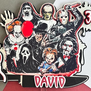 Classic Horror Cake Topper, Halloween Cake Topper, Scream, Chucky ...