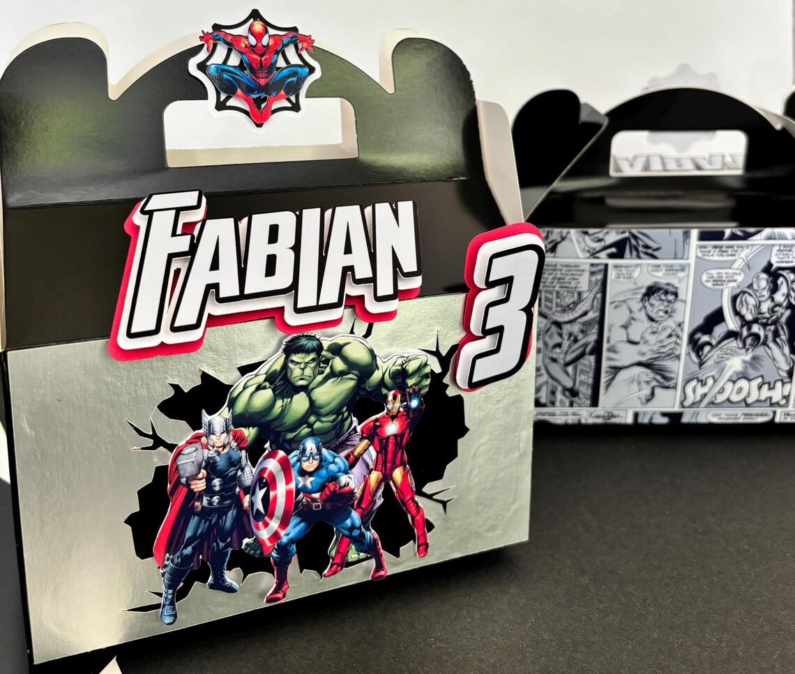 Avengers Gable Box, Marvel Gable Box, Super Hero Party Box, Comic Book ...