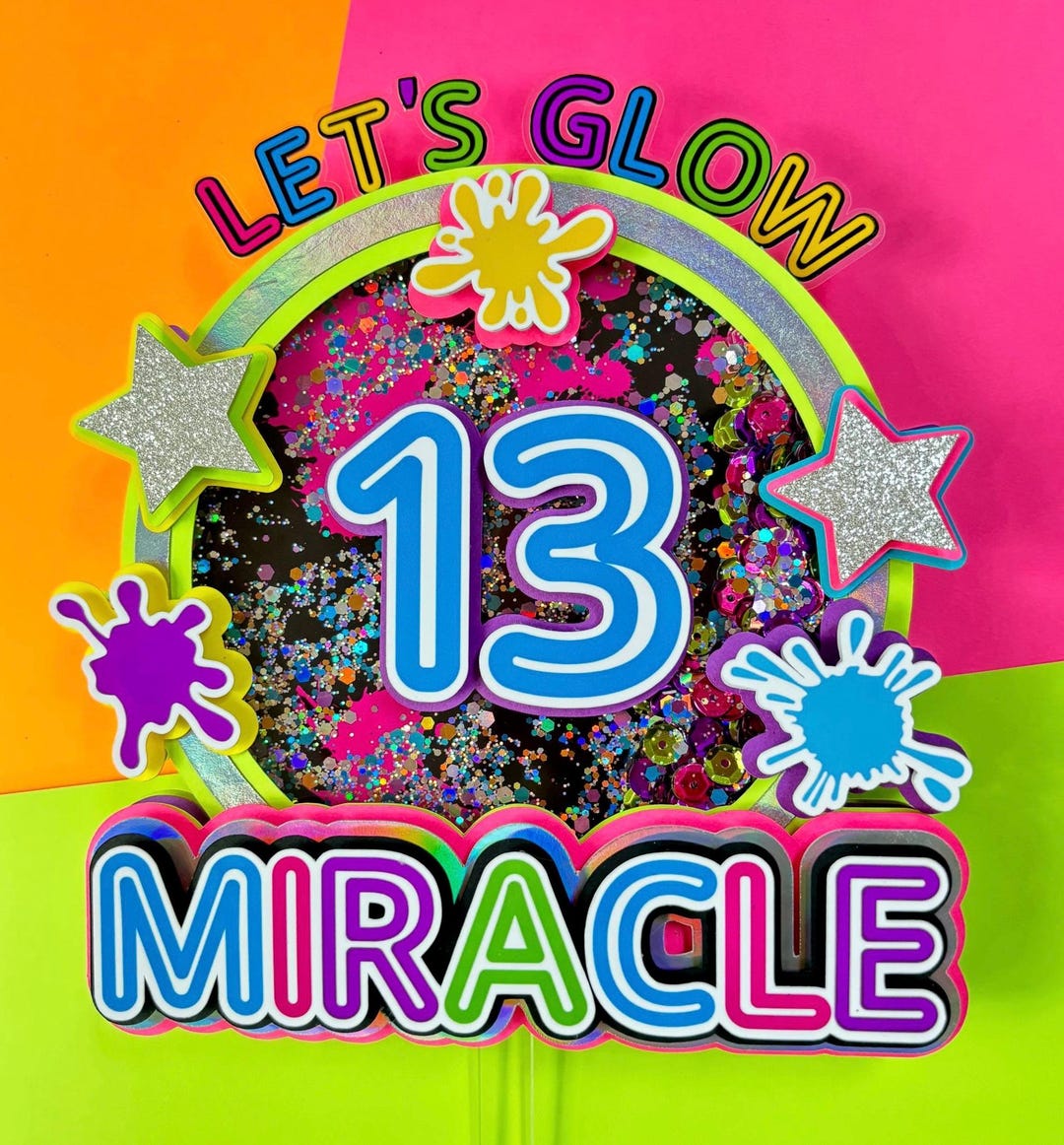Glow in the Dark Cake Topper Shaker With LED Lights, Neon Theme Cake ...