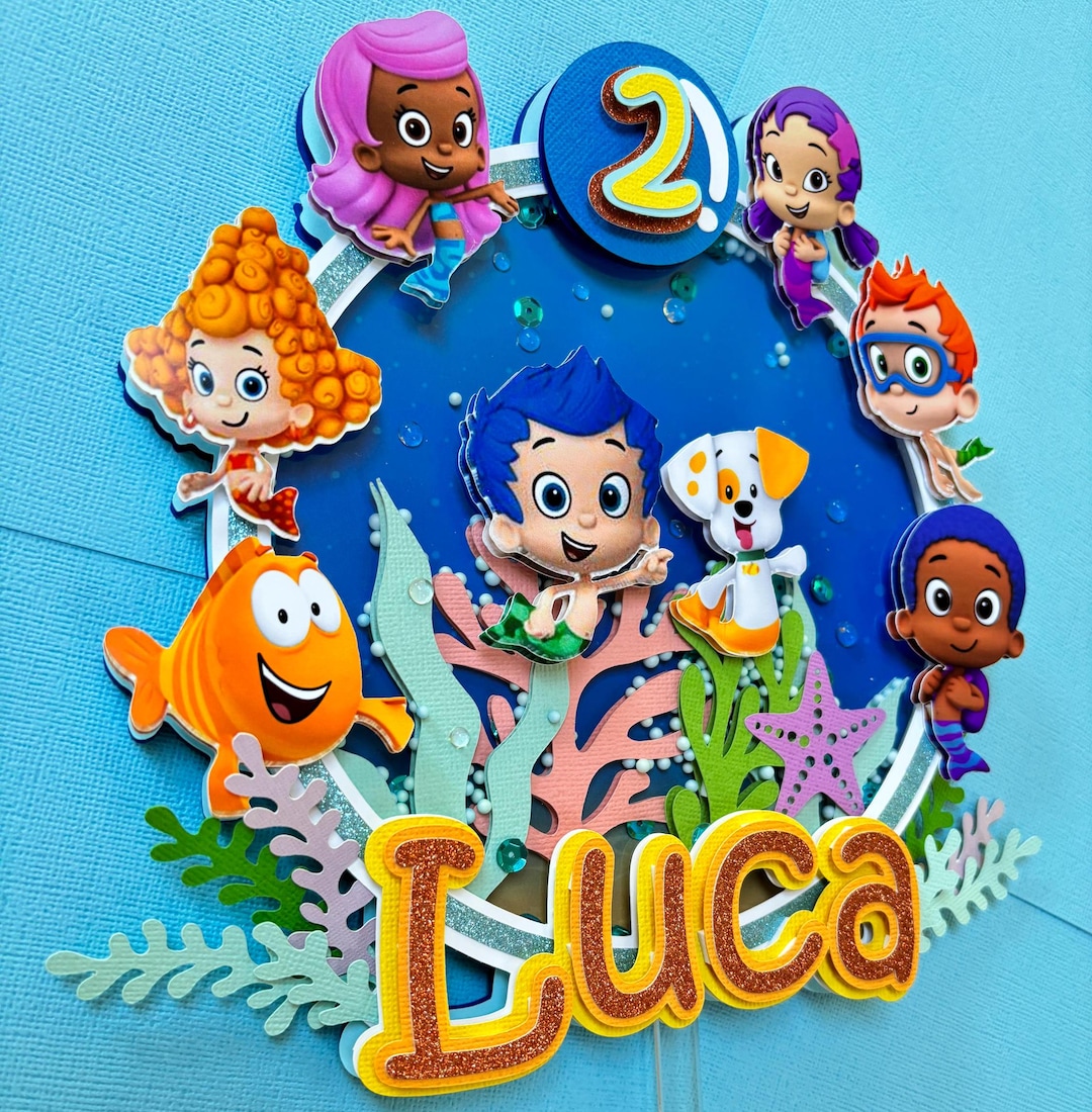 Bubble Guppies Cake Topper, Bubble Guppies Cake Topper Shaker, Birthday ...
