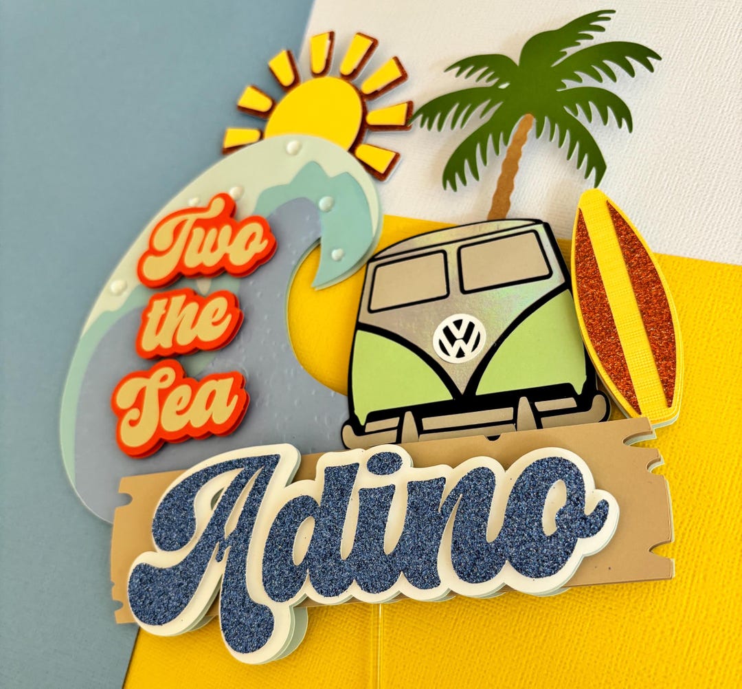 The Big One Cake Topper, Two the Sea, First Wave, Surfer Cake Topper ...