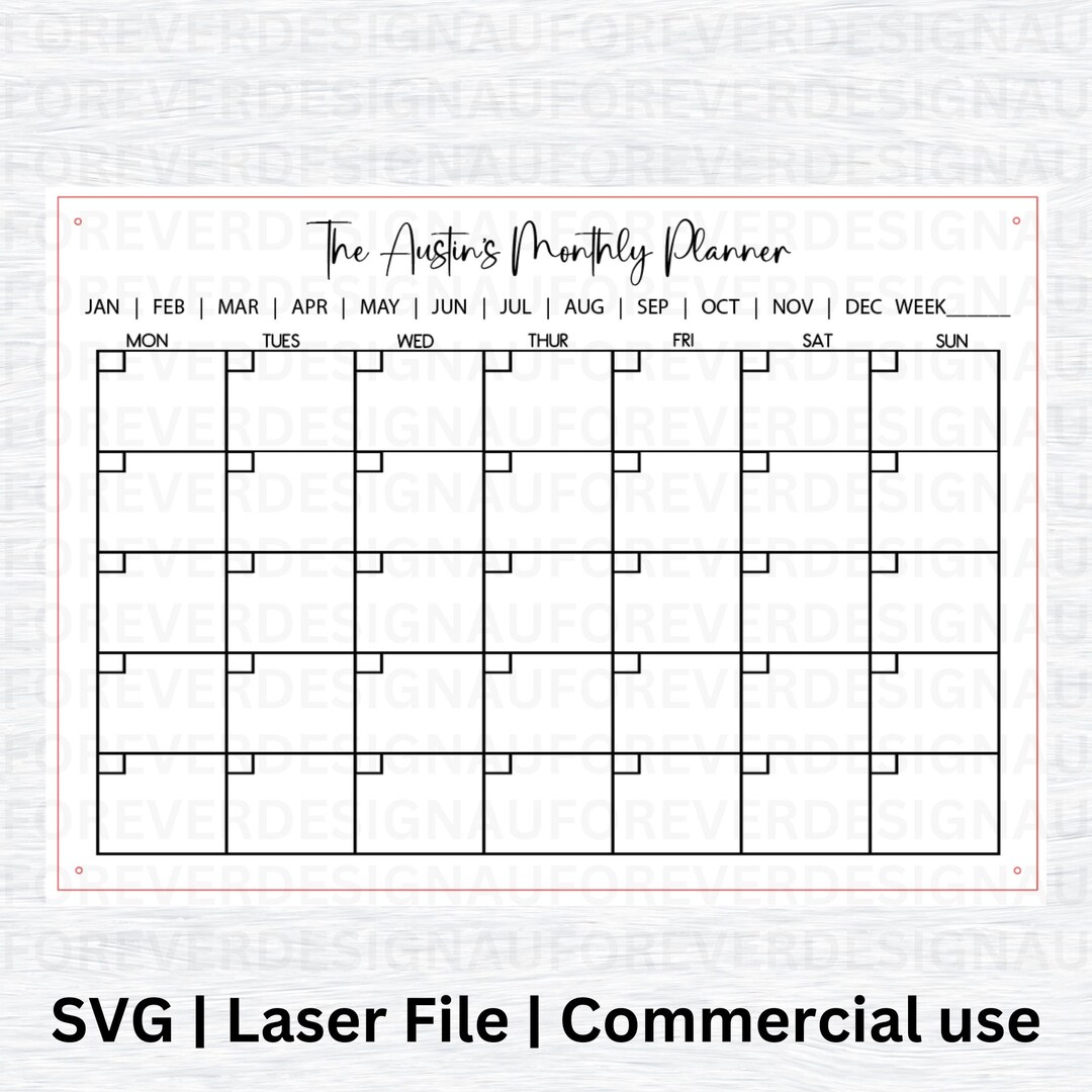 Acrylic Planner SVG | Monthly Calendar | Monthly Planner | Monthly ...