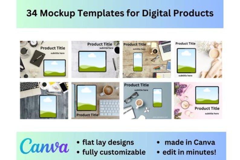 34 Digital Product Mockups for Canva Design - Etsy