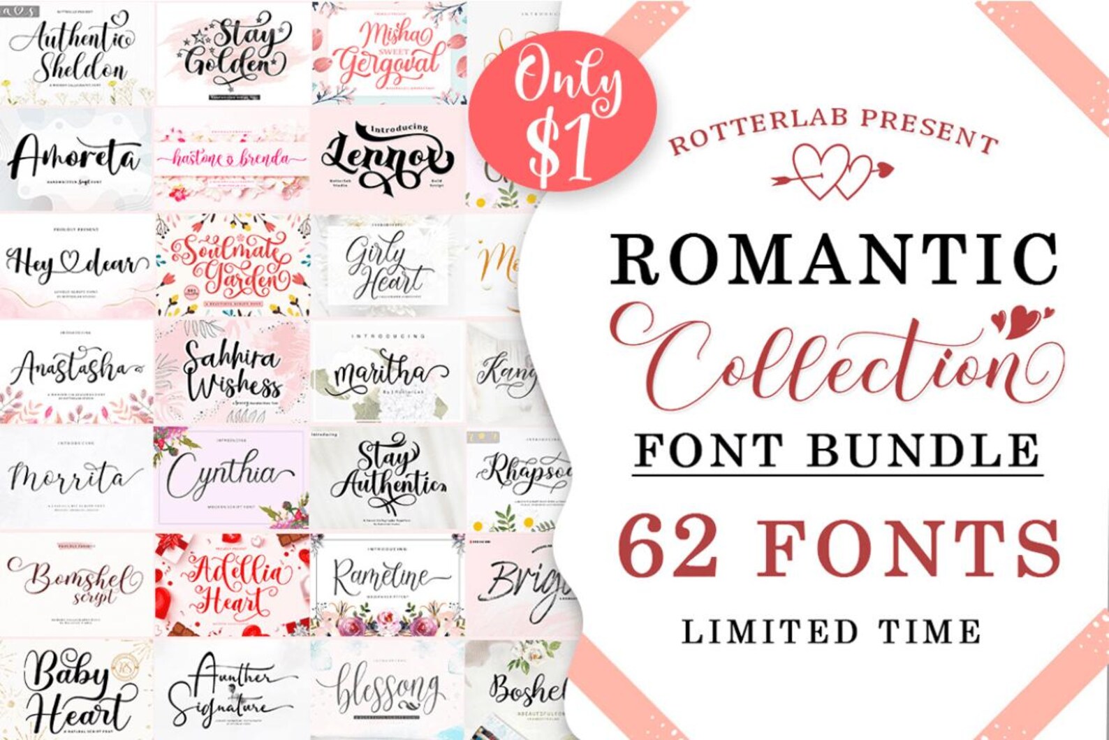 Romantic Elegance Font Bundle: A Collection of Charming Typeface ...