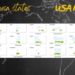 50 States USA Map Canva Frame Template - Etsy
