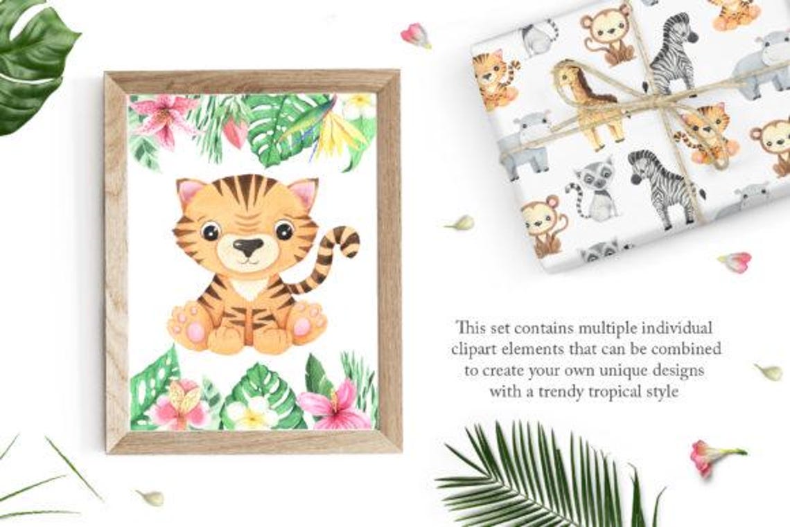 Watercolor Tropical Animals Clipart - High-quality Digital ...