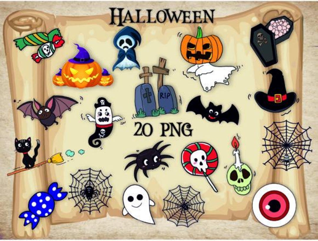 Halloween Clip Art Bundle | Cute Spooky PNG Pack | Transparent ...