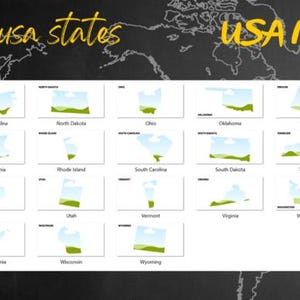 50 States USA Map Canva Frame Template - Etsy