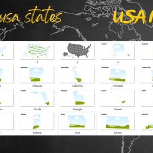 50 States USA Map Canva Frame Template - Etsy