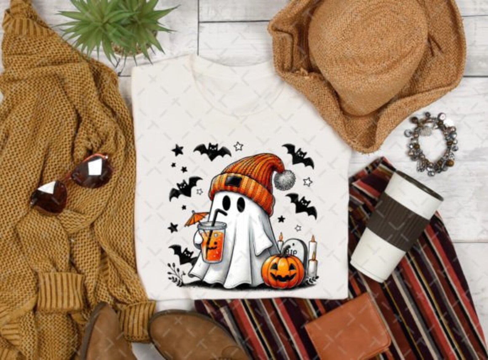Cute Ghost Coffee Pumpkin Halloween PNG - Etsy