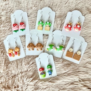 Chibi Mario Video Game Earings - Sterling Silver Plated Hypoallergenic ...