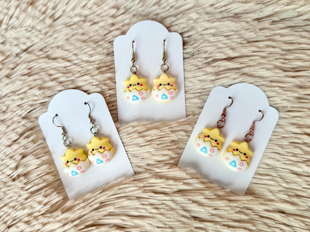 Pokémon Togepi Earings - Sterling Silver & Gold Plated - Etsy