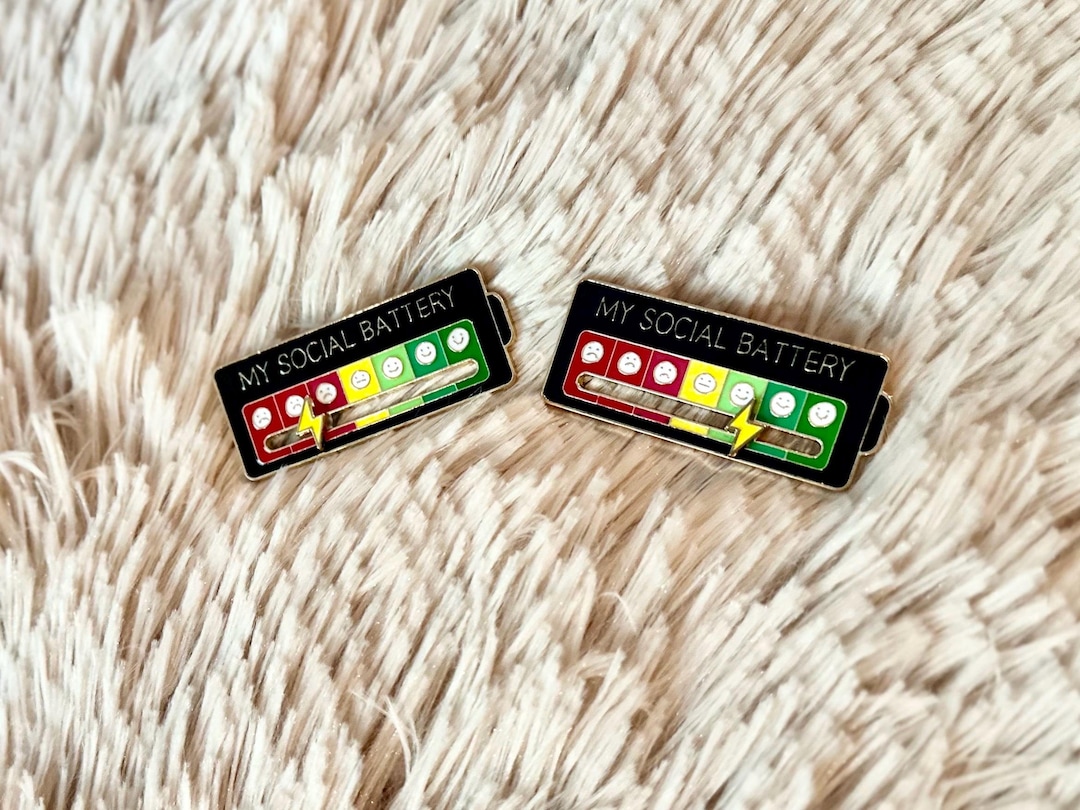 Social Battery Meter Adjustable Enamel Brooch Pin - Etsy