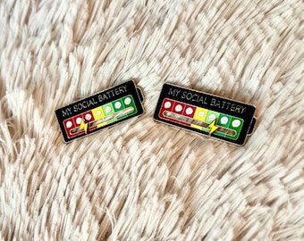 Social Battery Enamel Pins - Etsy