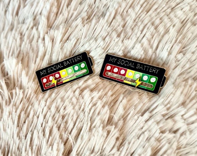 The Original Social Battery Sliding Enamel Pin, Interactive Enamel Pins ...