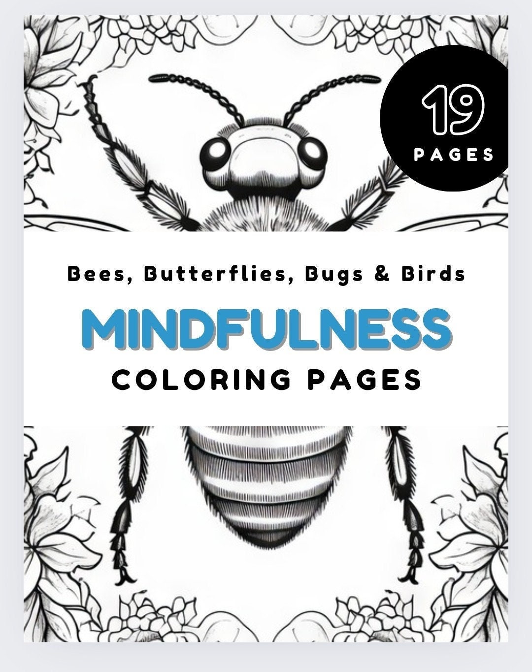 MINDFULNESS Digital Coloring Book Bees, Butterflies, Bugs & Birds - Etsy