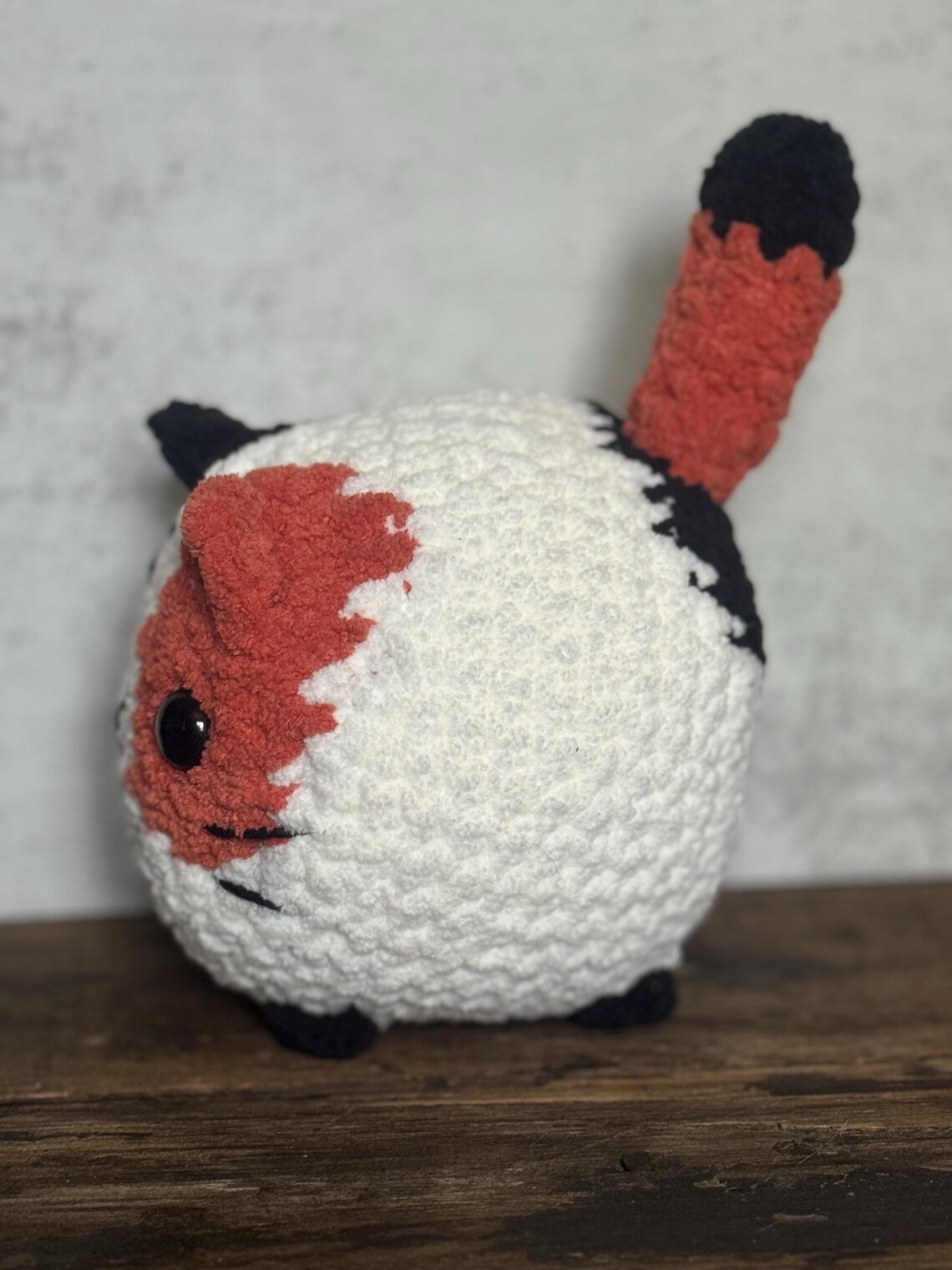 Crocheted Calico Cat Plushie, Handmade Amigurumi Multicolor Kitty, Loaf ...