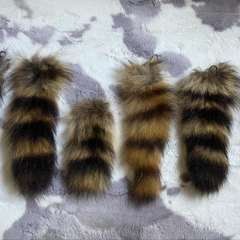 Raccoon Tail Keychain - Etsy