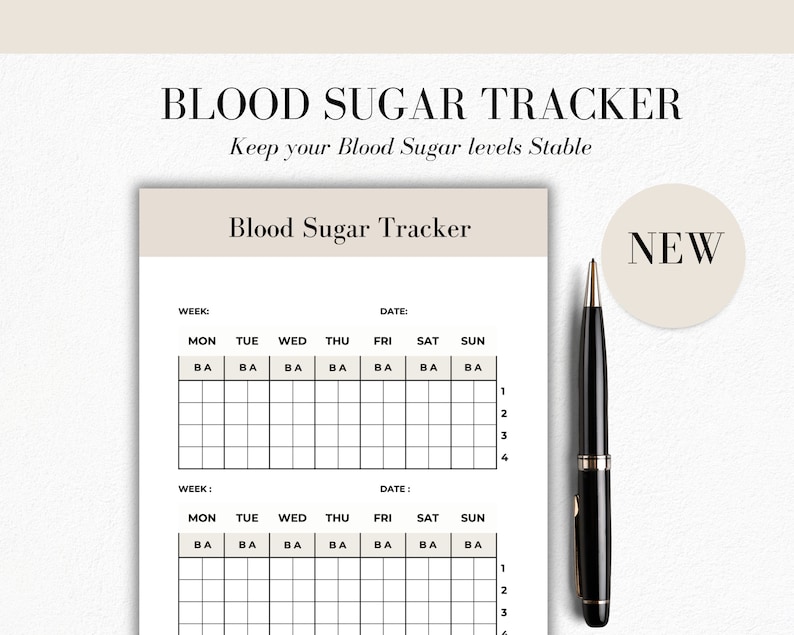 Blood Sugar Tracker Printable Template, Blood Glucose Tracker, Diabetic ...