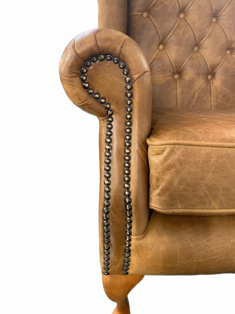 Chesterfield High Back Wing Chair - Presented in Genuine Vintage Tan ...