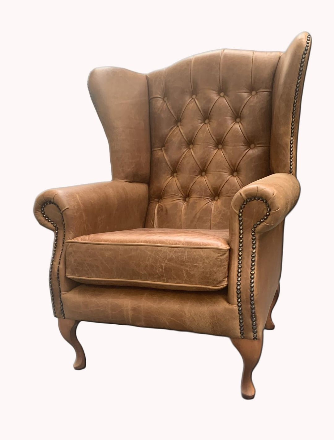 Chesterfield High Back Wing Chair - Presented in Genuine Vintage Tan ...