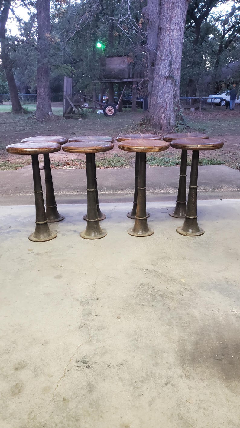 Antique Soda Fountain Swivel Pedestal Stool Cast Iron Base Set of 8 - Etsy