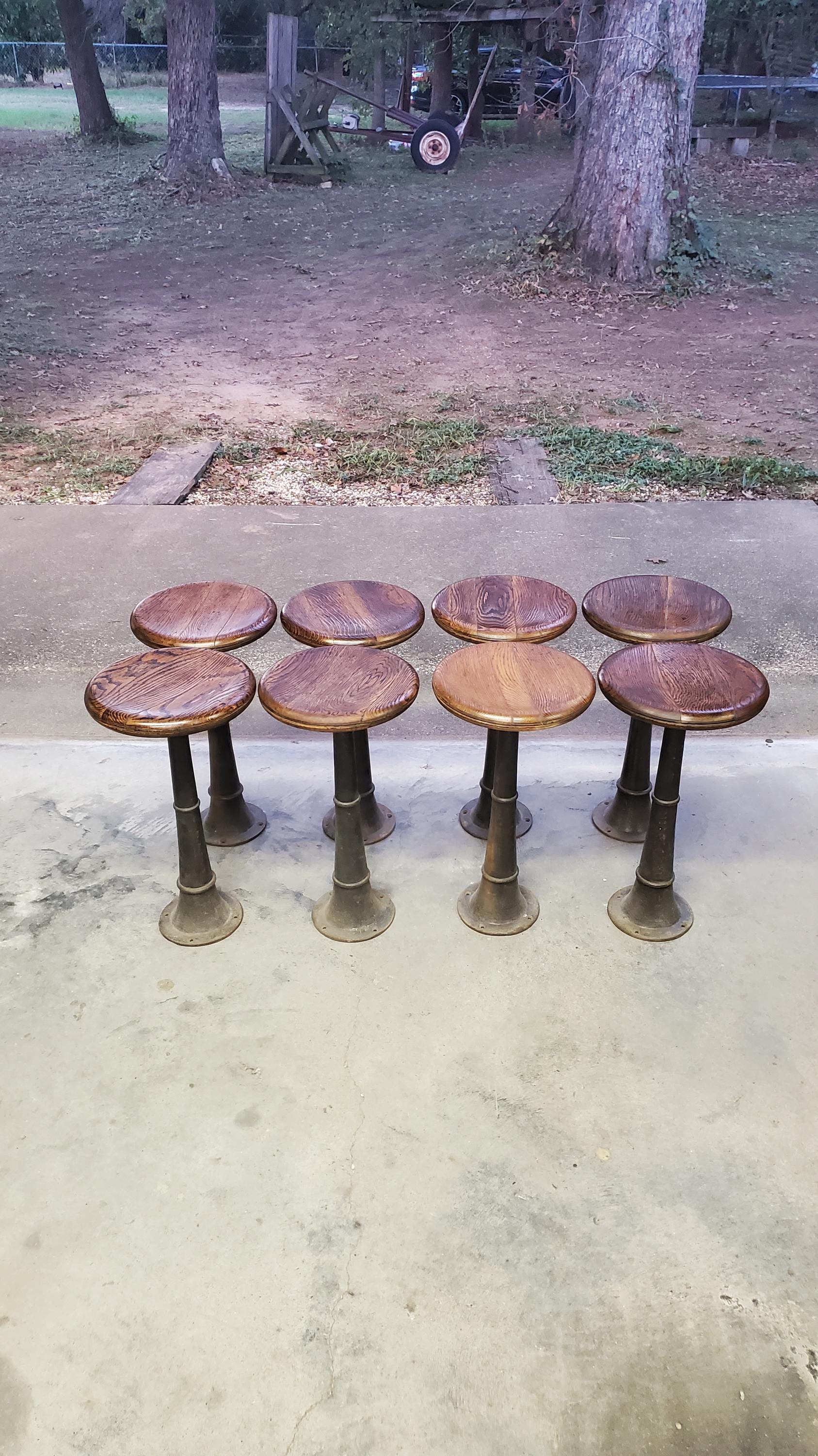 Antique Soda Fountain Swivel Pedestal Stool Cast Iron Base Set of 8 - Etsy