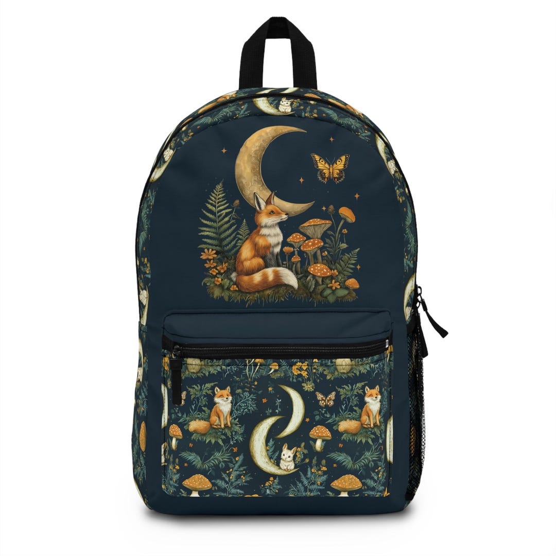 Backpack, Bag, School, Mushroom, Fox, Bunny, Fern, Cottagecore ...