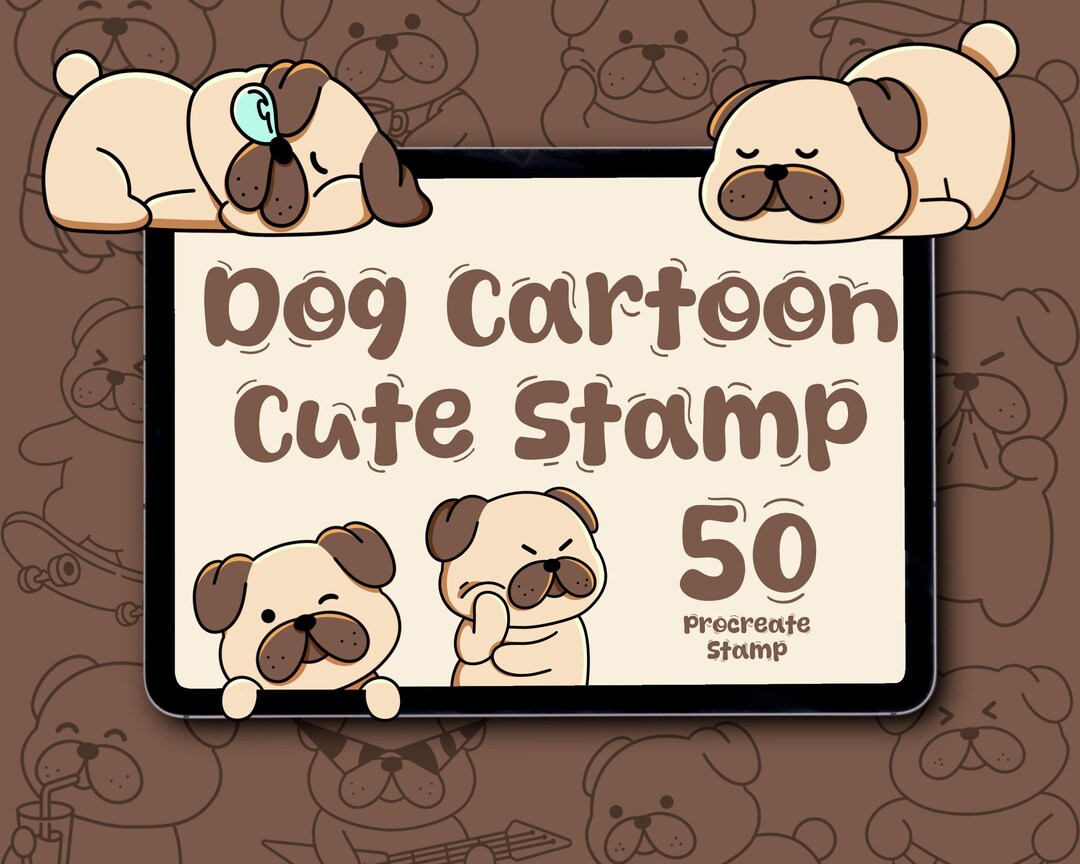 50 Procreate Dog Cartoon Cute Stamps | Chibi Procreate Dogs Stamps ...