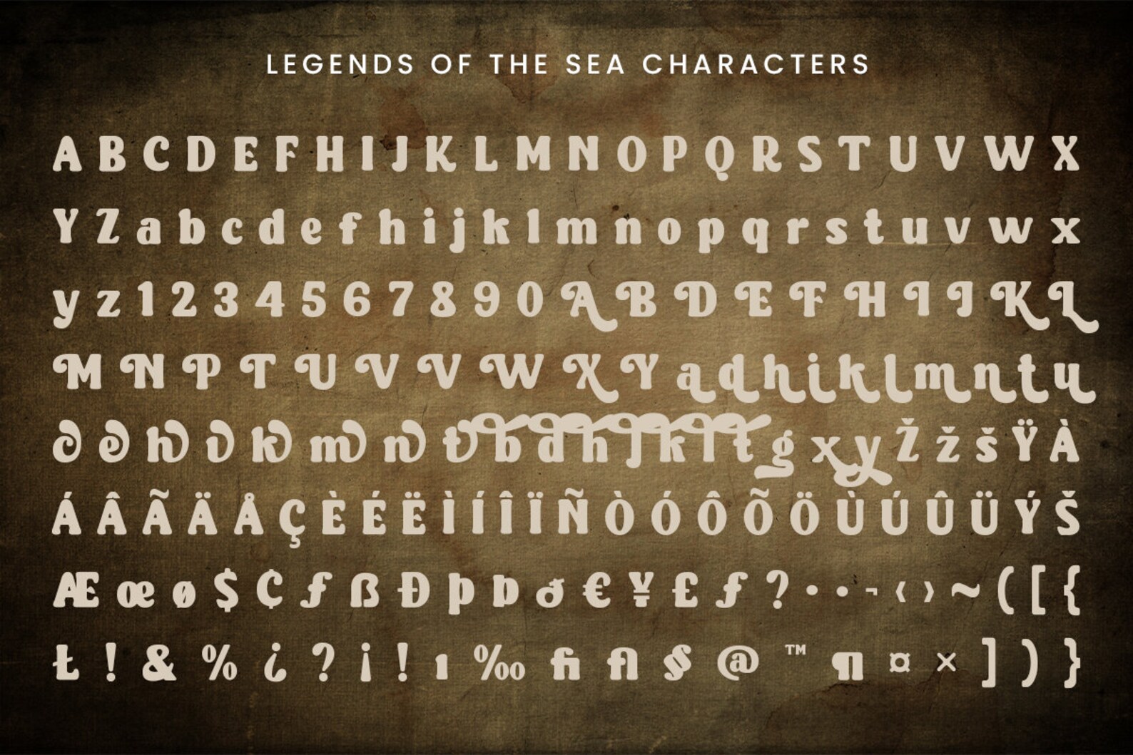 Legends of the Sea Font Unique Handcrafted Typeface, Retro Fonts, Swash ...