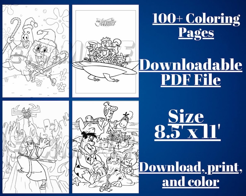 90s Cartoon Coloring Pages: 100 Pages, Kids & Adults (printable PDF) - Etsy