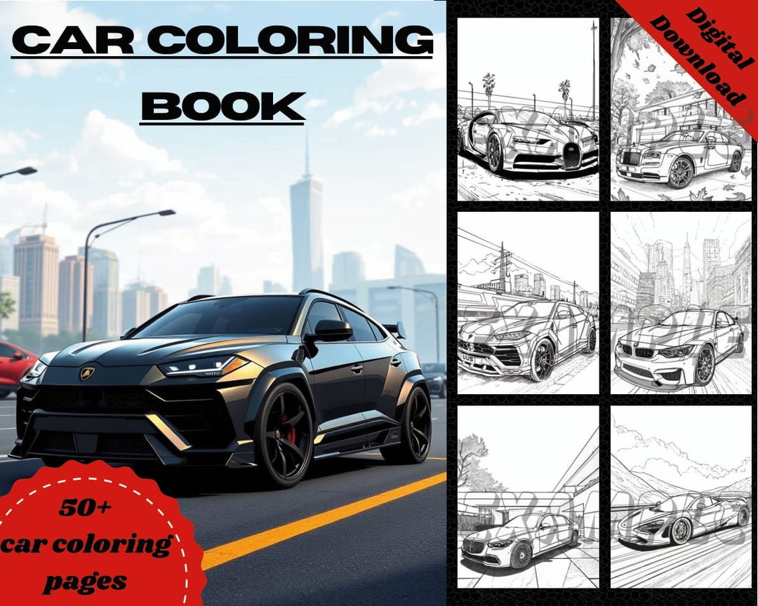 50 Cars Coloring Pages for Kids and Adults, Sport Cars, Hyper Cars ...