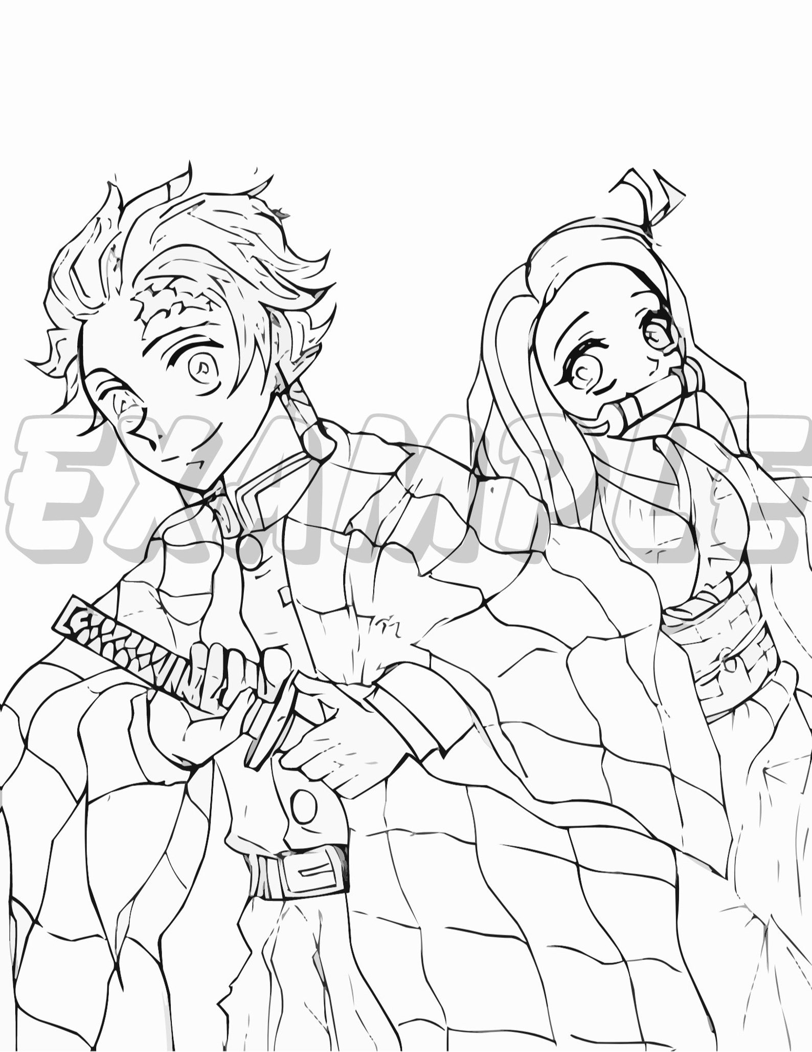50 Demon Slayer Anime Coloring Book Page ,A4 Sıze Pdf Download, Kids ...