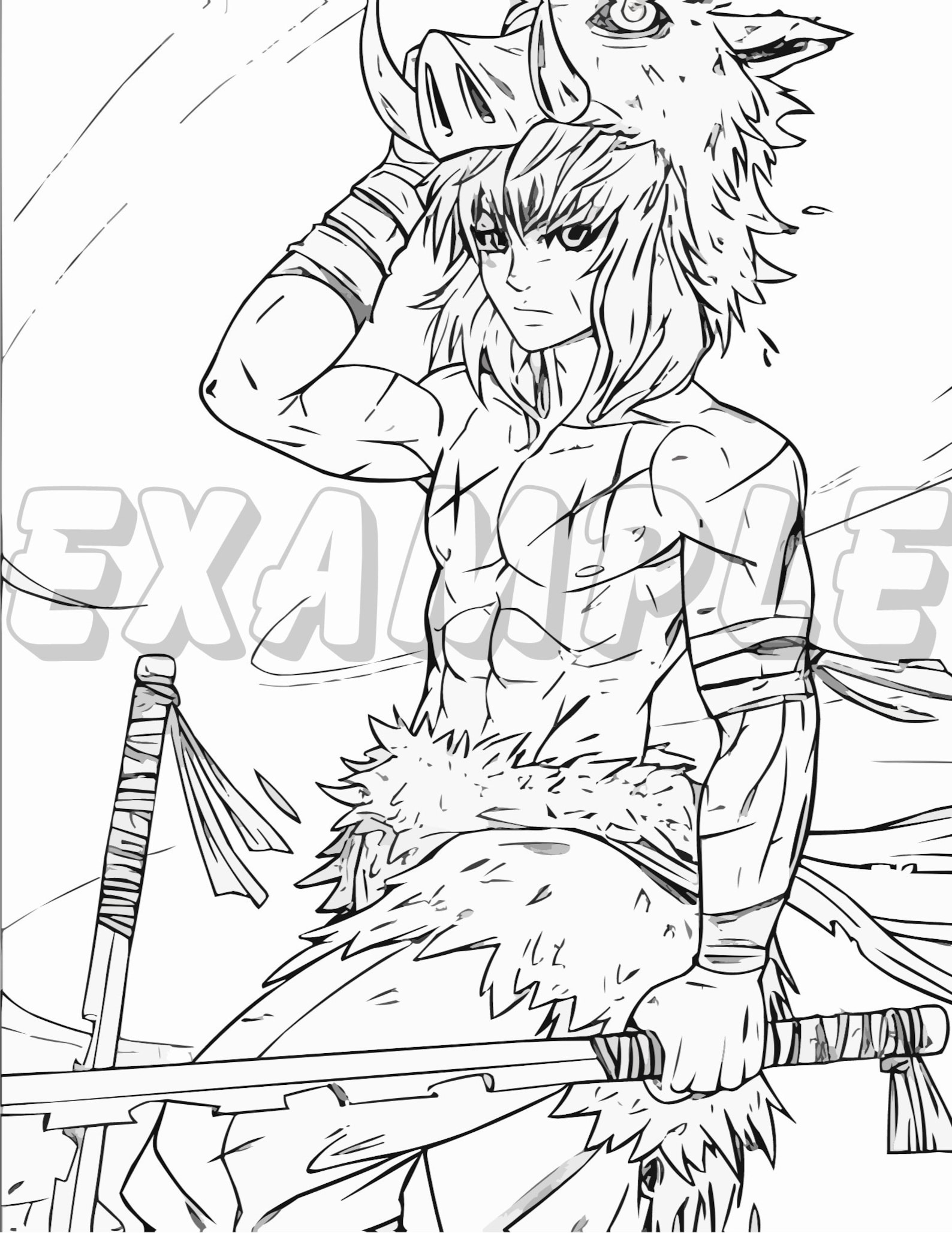 50 Demon Slayer Anime Coloring Book Page ,A4 Sıze Pdf Download, Kids ...