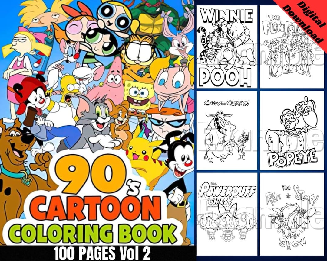 90s Cartoon Coloring Pages: Vol 2 - 100 Printable Designs (PDF Download ...