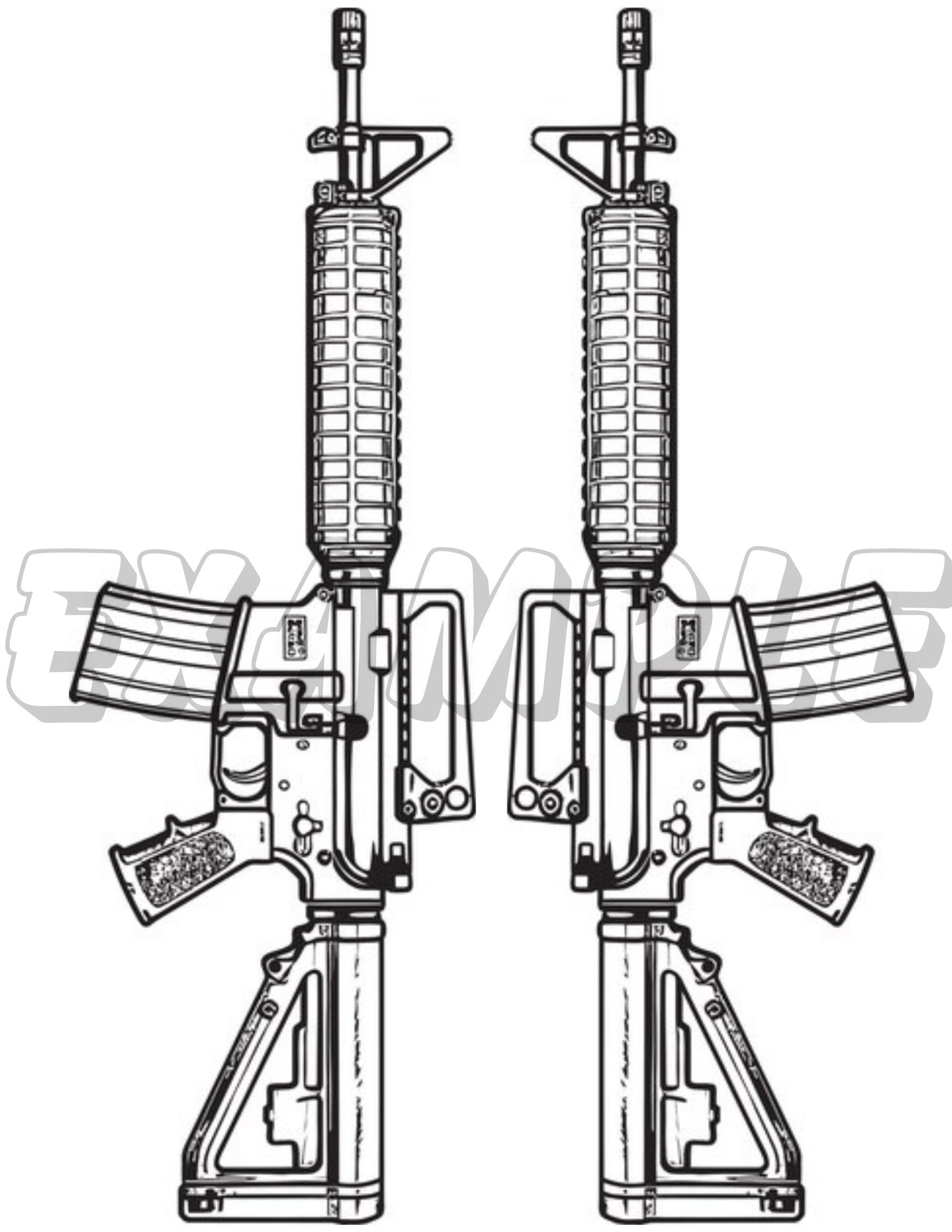 60 Gun Coloring Pages, Printable Automatic Gun Rifle Pistol, Coloring ...