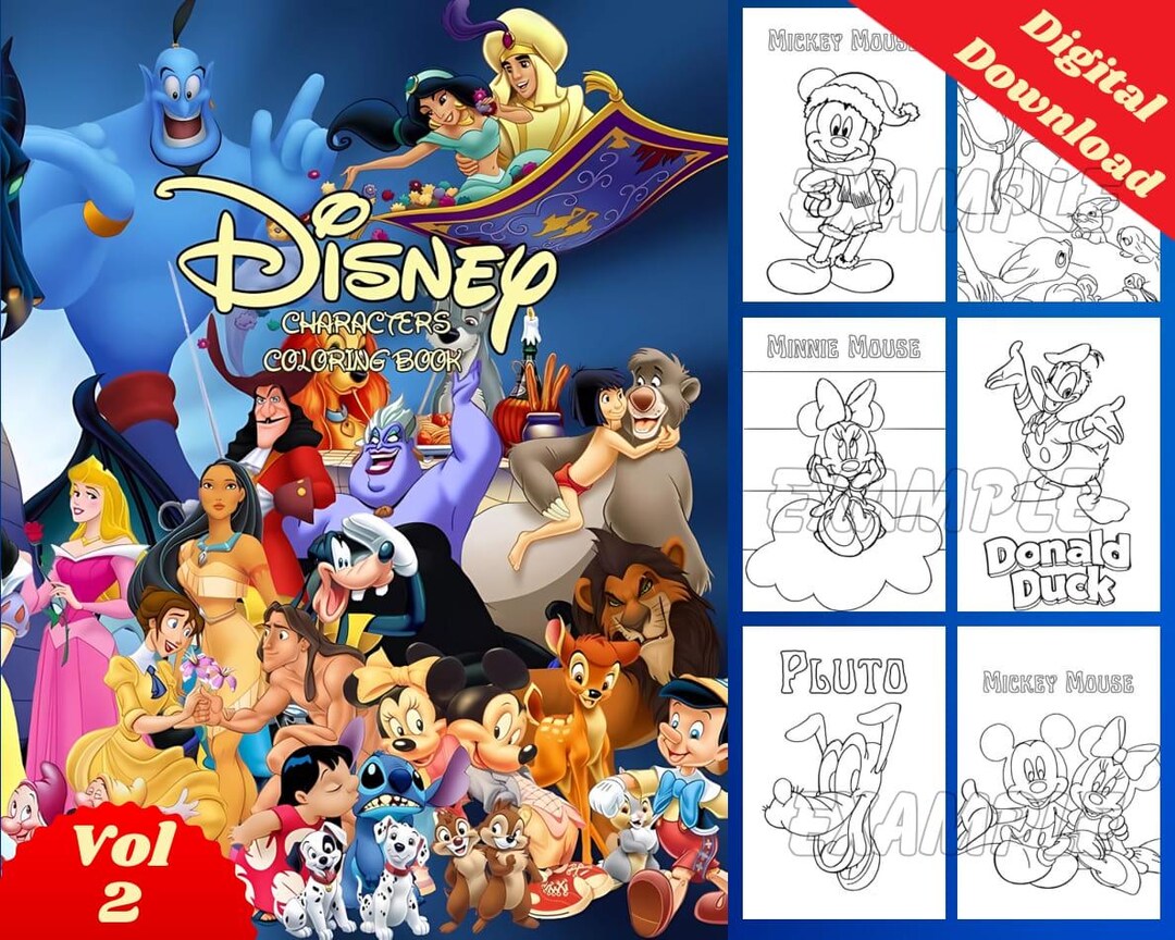 100 Disney CARTOON MIX Coloring Pages /printable Coloring/birthday ...