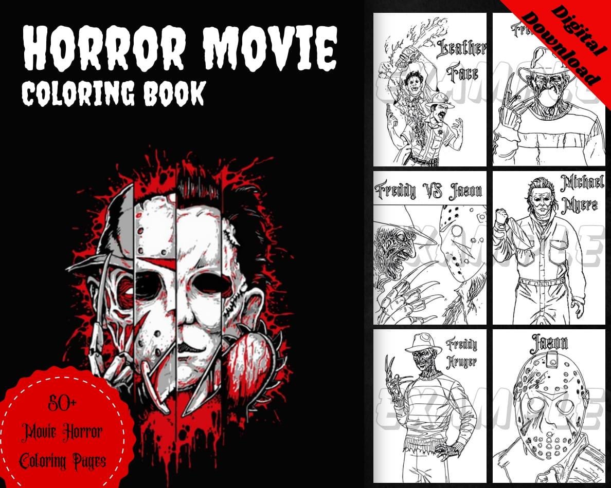 50 1980s Horror Movie Coloring Book/horror Villains/tv & Movie Coloring ...