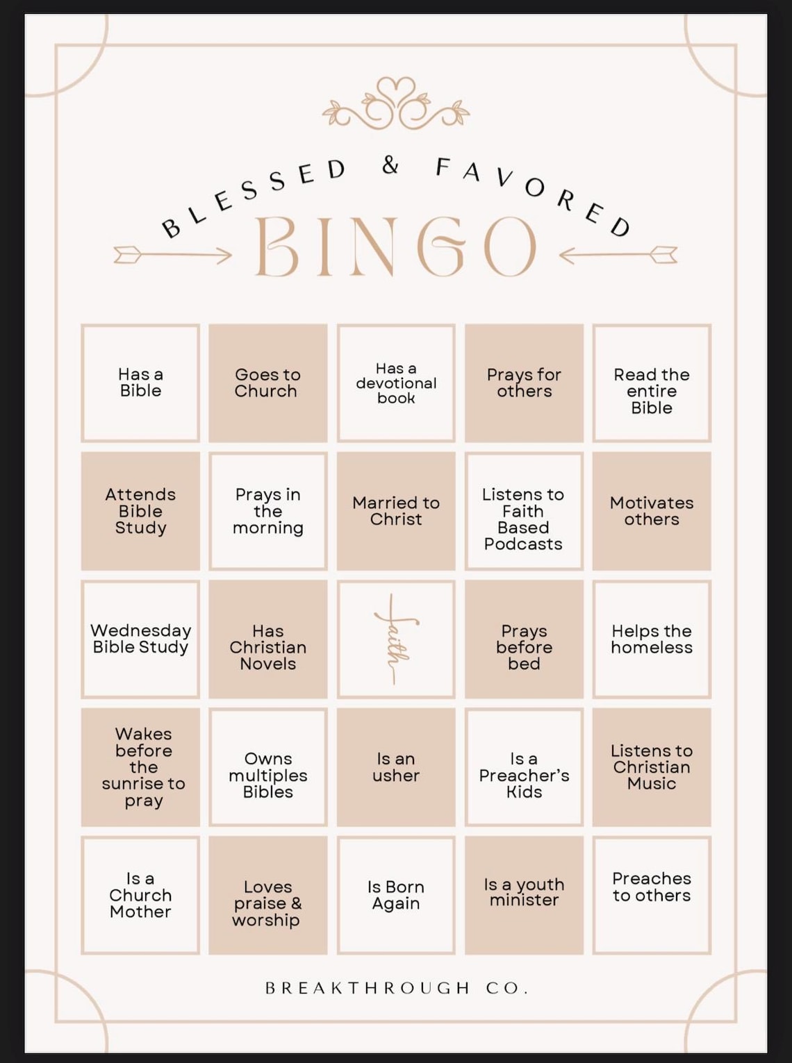 Faith Based - Bingo Game - Etsy