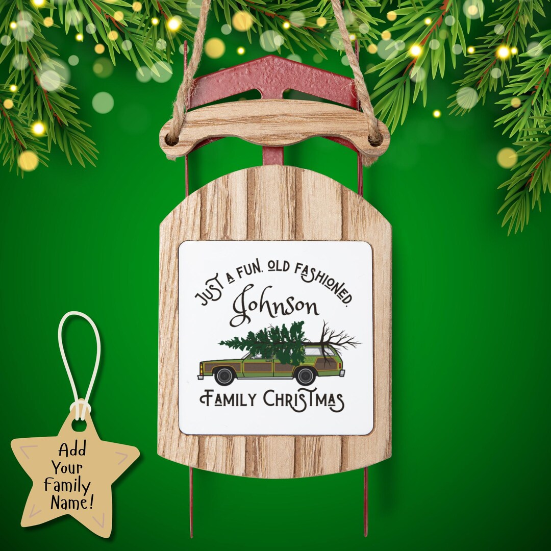 Personalized Christmas Vacation Sled Ornament: Galvanized Steel Holiday ...