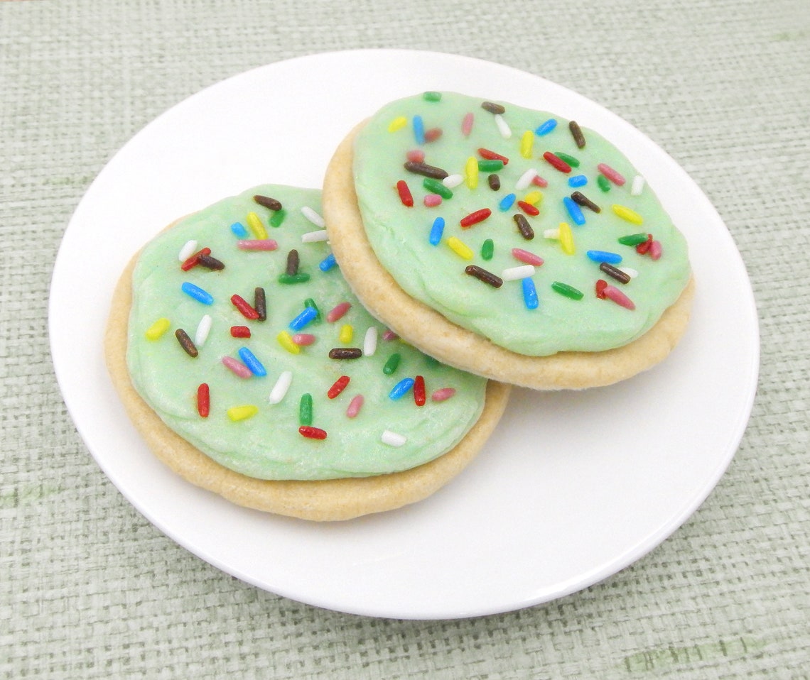 Handmade Glass Mint Green Sugar Cookie With Sprinkles, Table Decoration ...