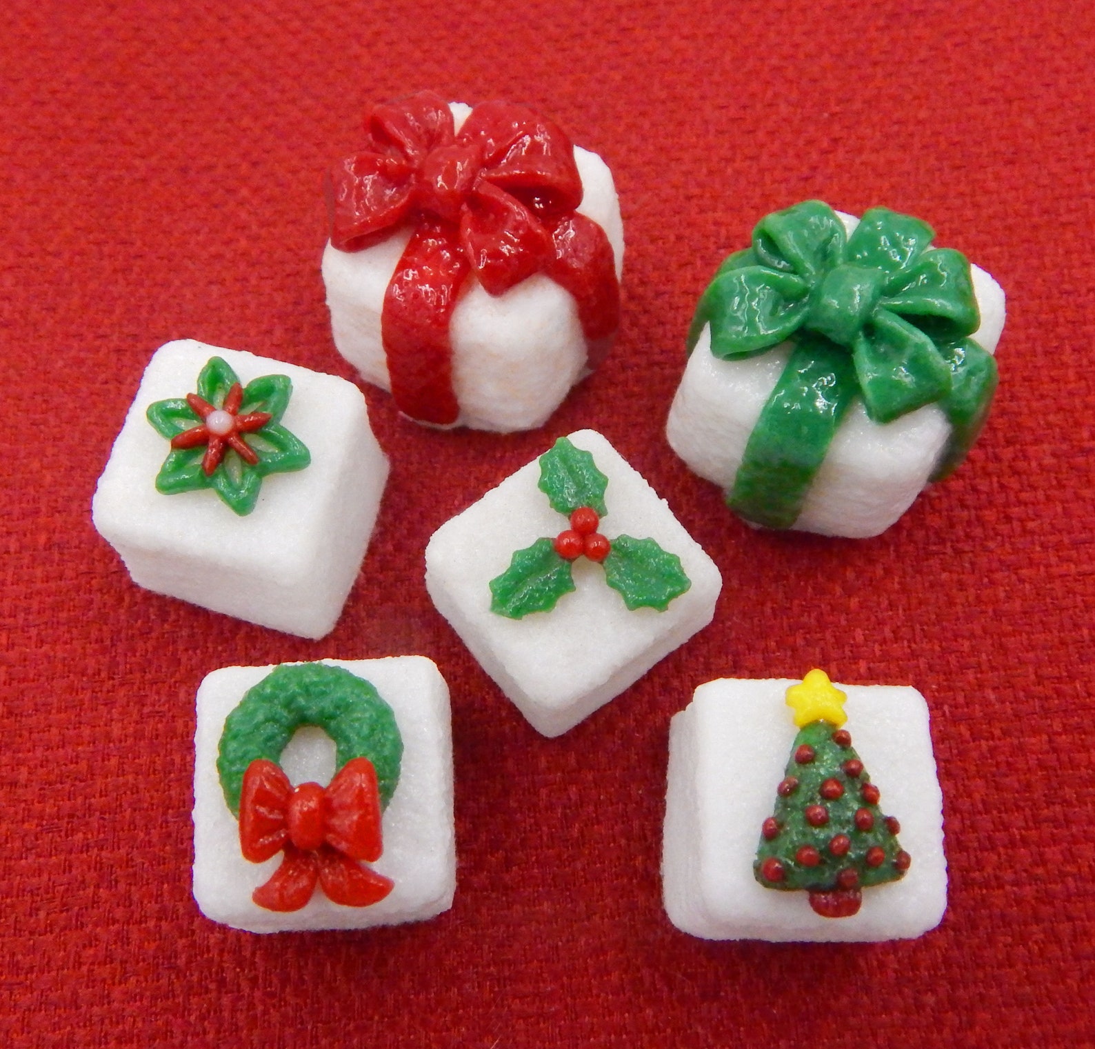 SC18 Hulet Glass Christmas Sugar Cubes Assorted Designs | Etsy